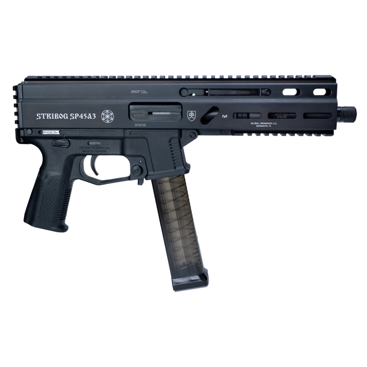 Grand Power Stribog SP45A3 .45 ACP Semi-Auto Pistol - Black | 8 ...